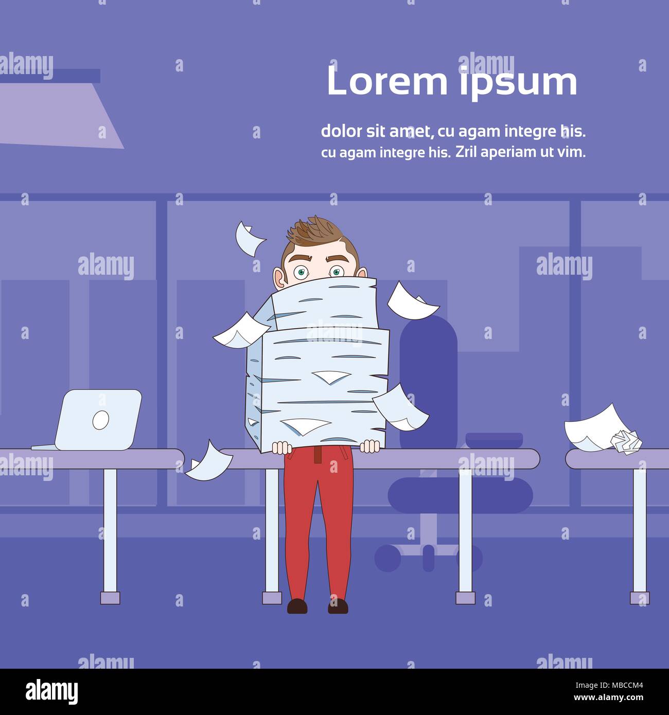 Business Man Holding Stack Of Paper Documents Over Office Background ...