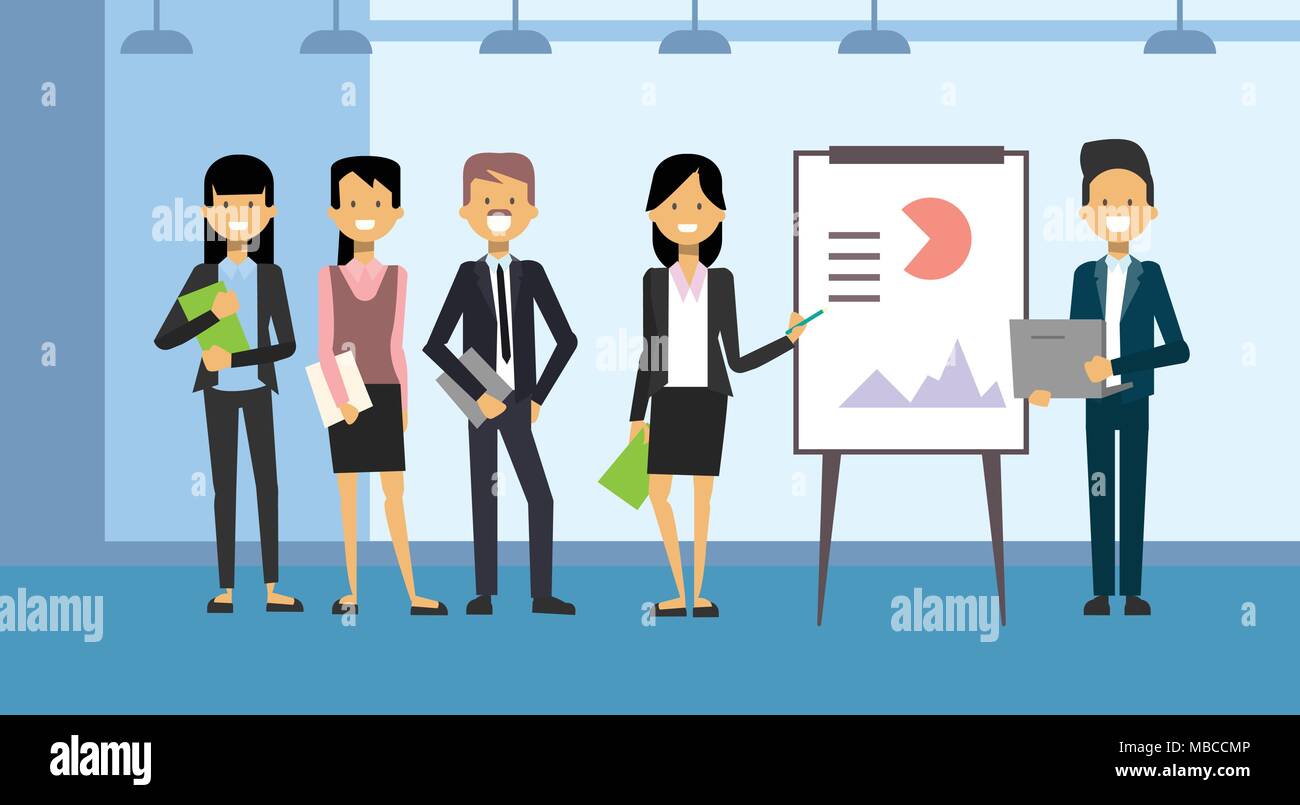 Businesswoman leading presentation flip chart hi-res stock photography ...