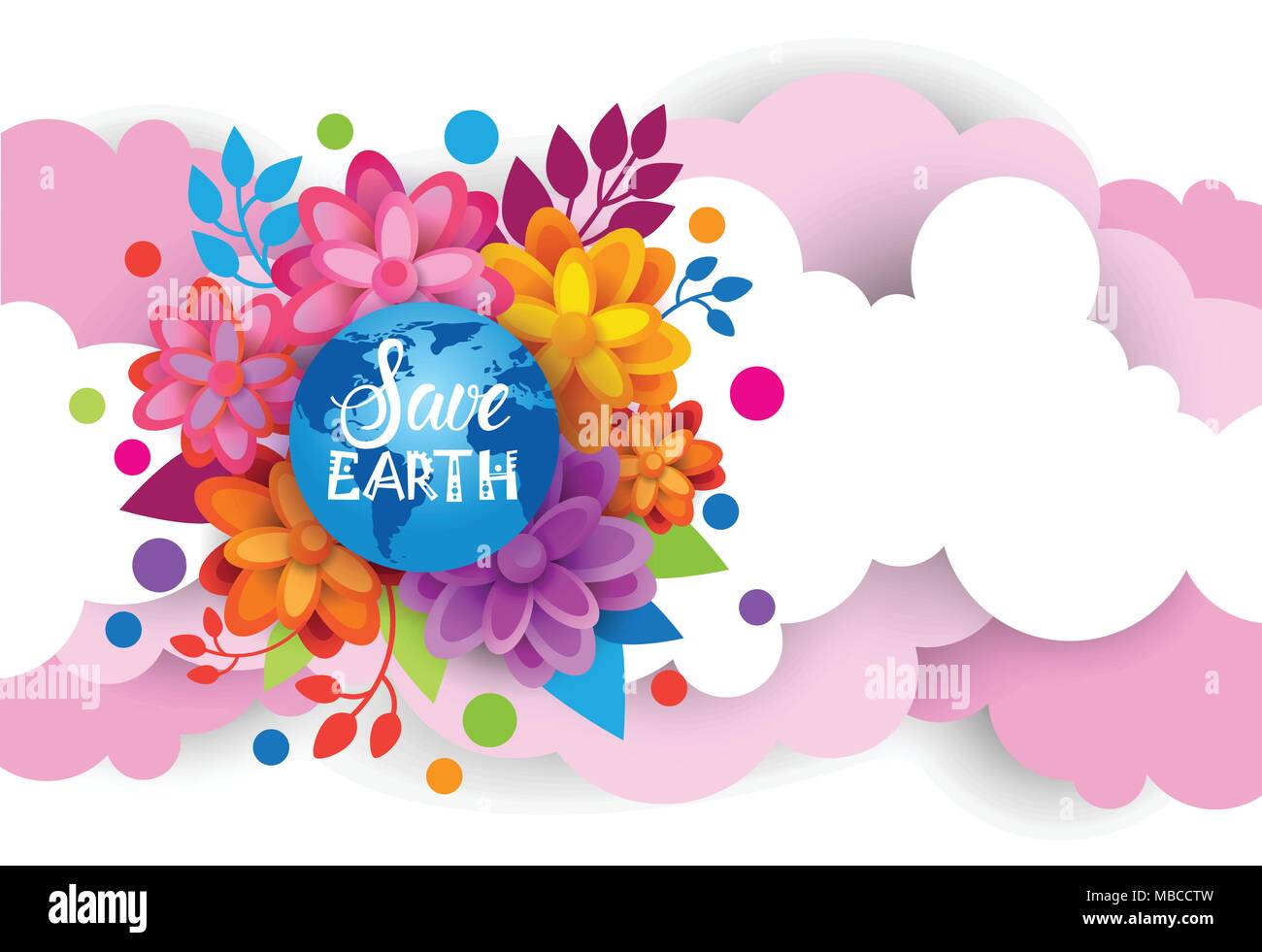 Beautiful Save Earth Greeting Card Template Background Over Pink Sky ...