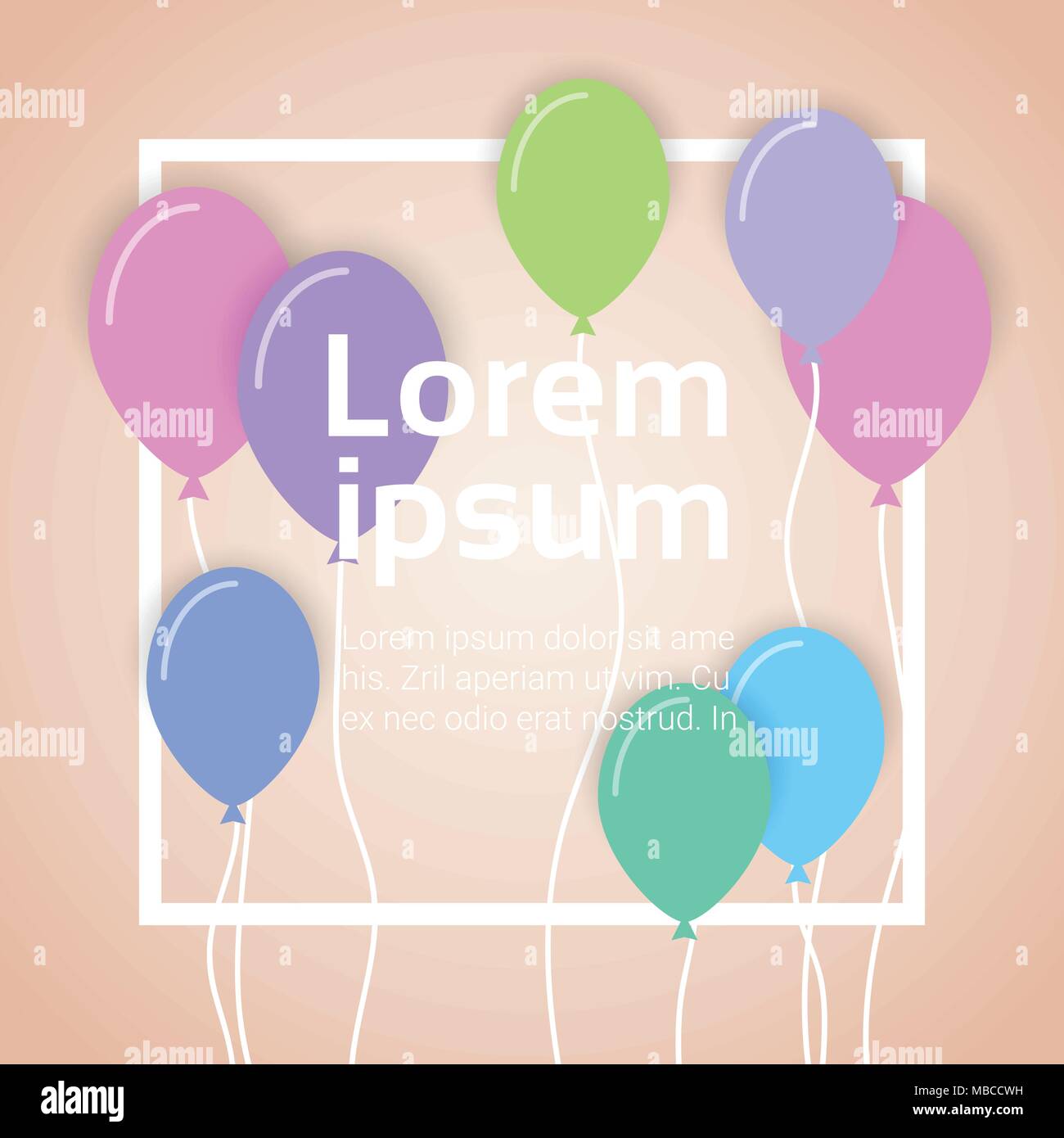 Colorful Balloons Template Frame Background With Copy Space Stock ...