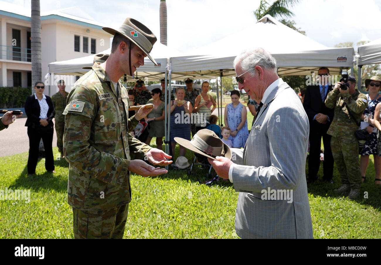 The Prince of Wales is presented with an Australian Army slouch hat ...
