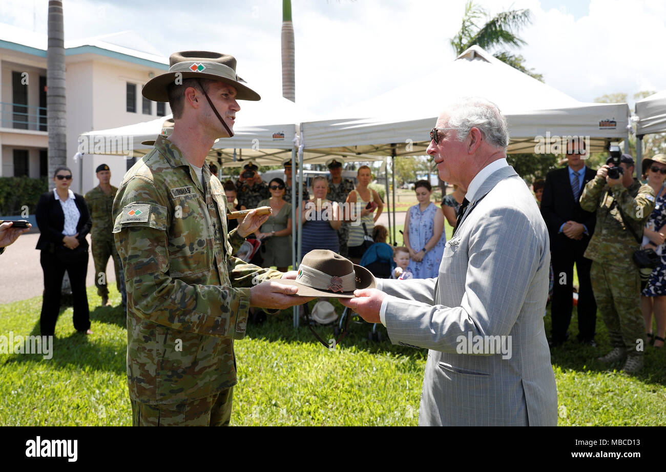 The Prince of Wales is presented with an Australian Army slouch hat ...