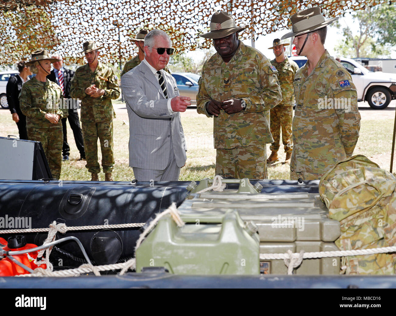 The Prince of Wales talks to soldiers during a visit to NORFORCE to ...