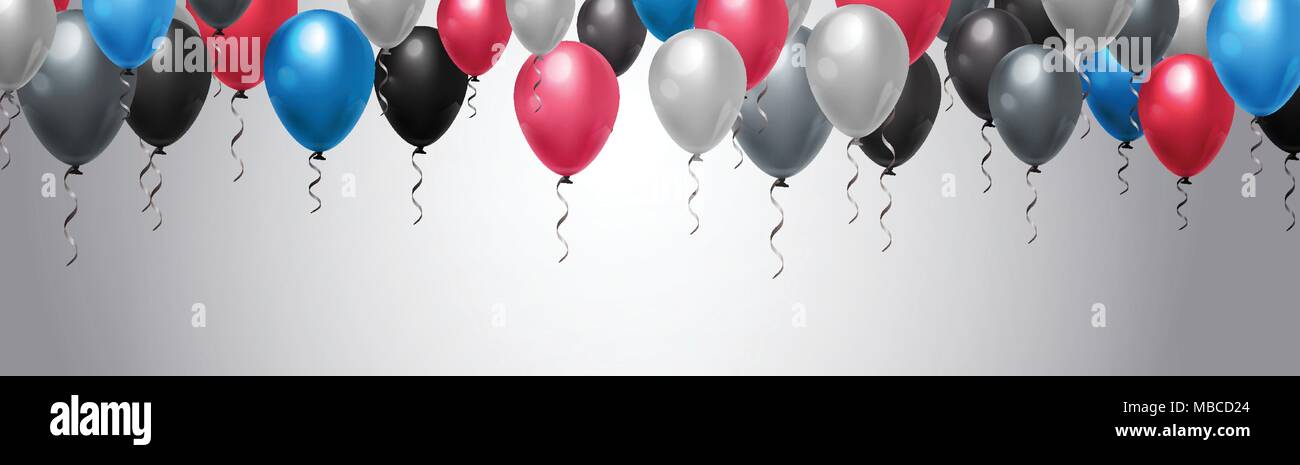 Colorful Balloons Decoration Over Template Horizontal Background Stock ...