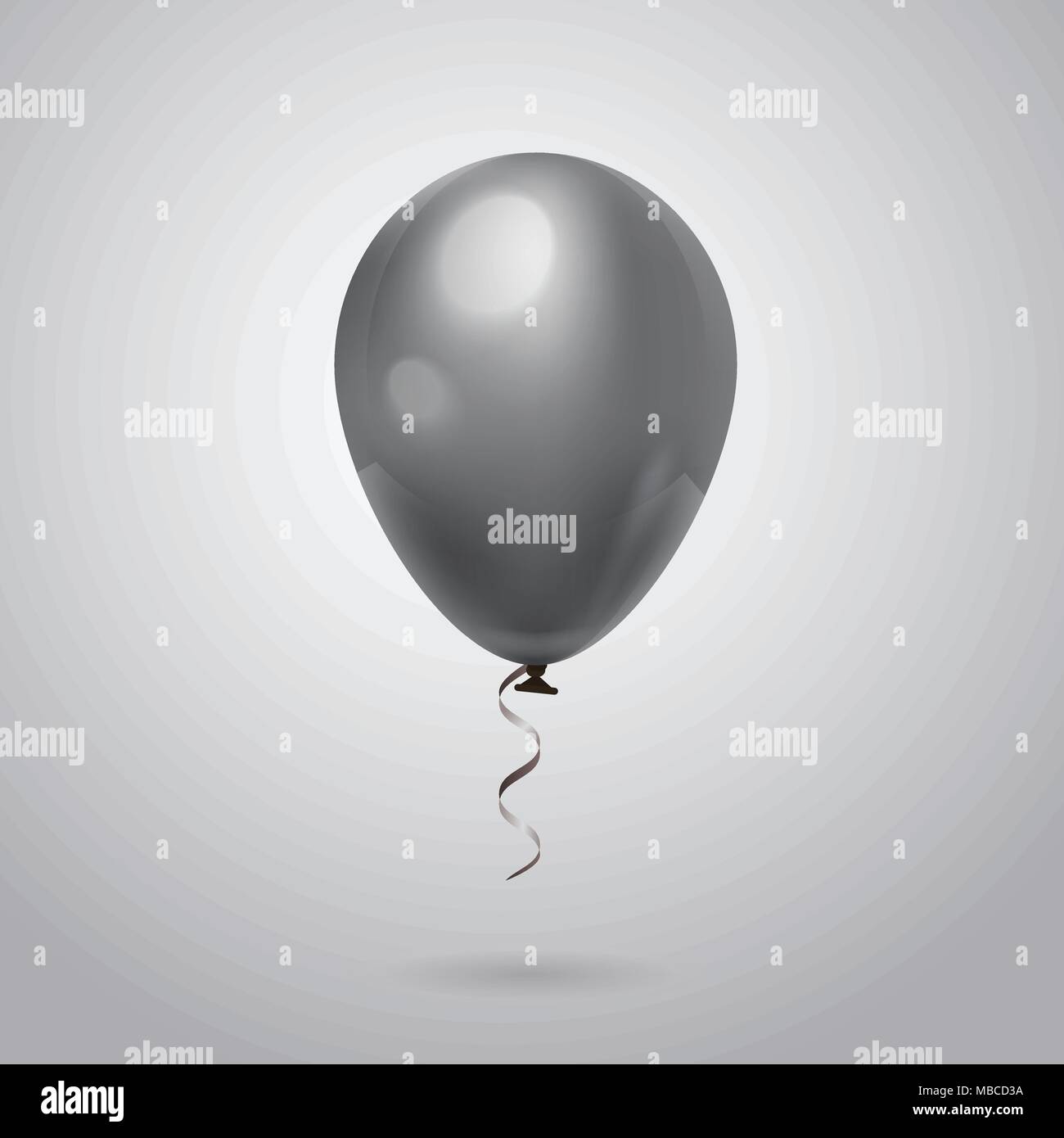 Grey Balloon With Ribbon Isolated On Background With Shadow Stock ...