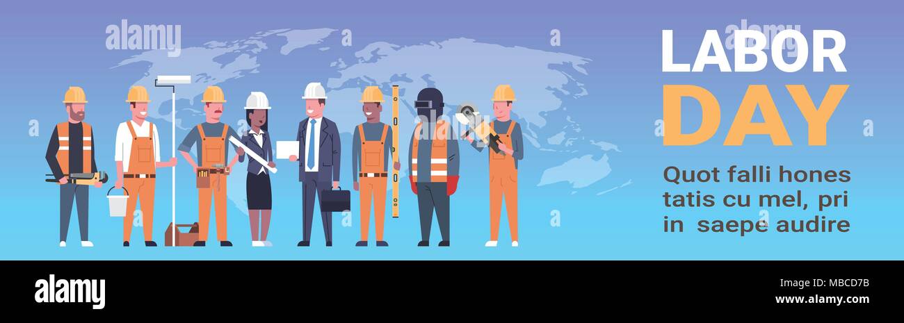 Labor Day Horizontal Template Poster With People Of Different ...