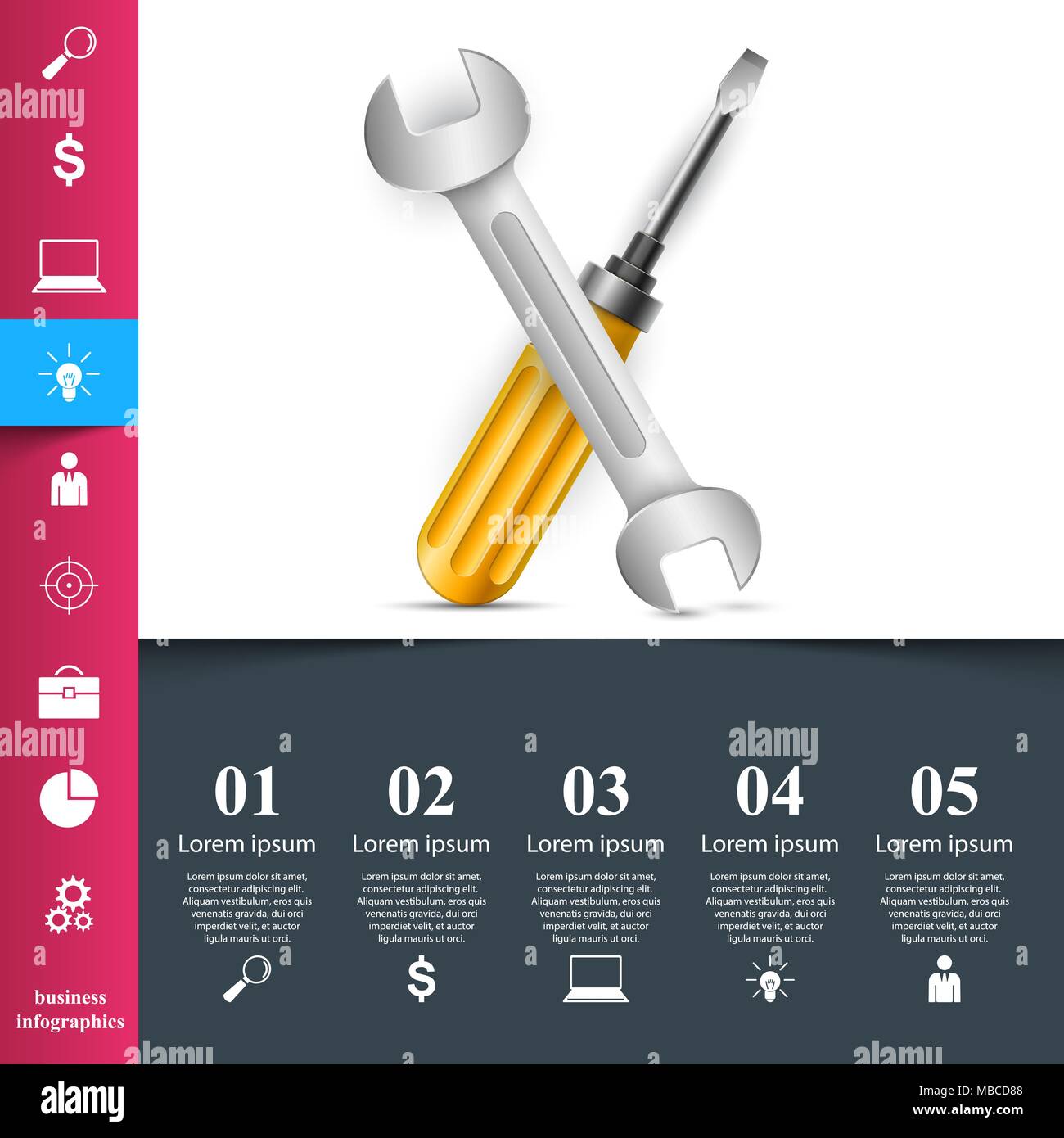 Wrench, screw, repair icon. Business infographic Stock Vector Image ...