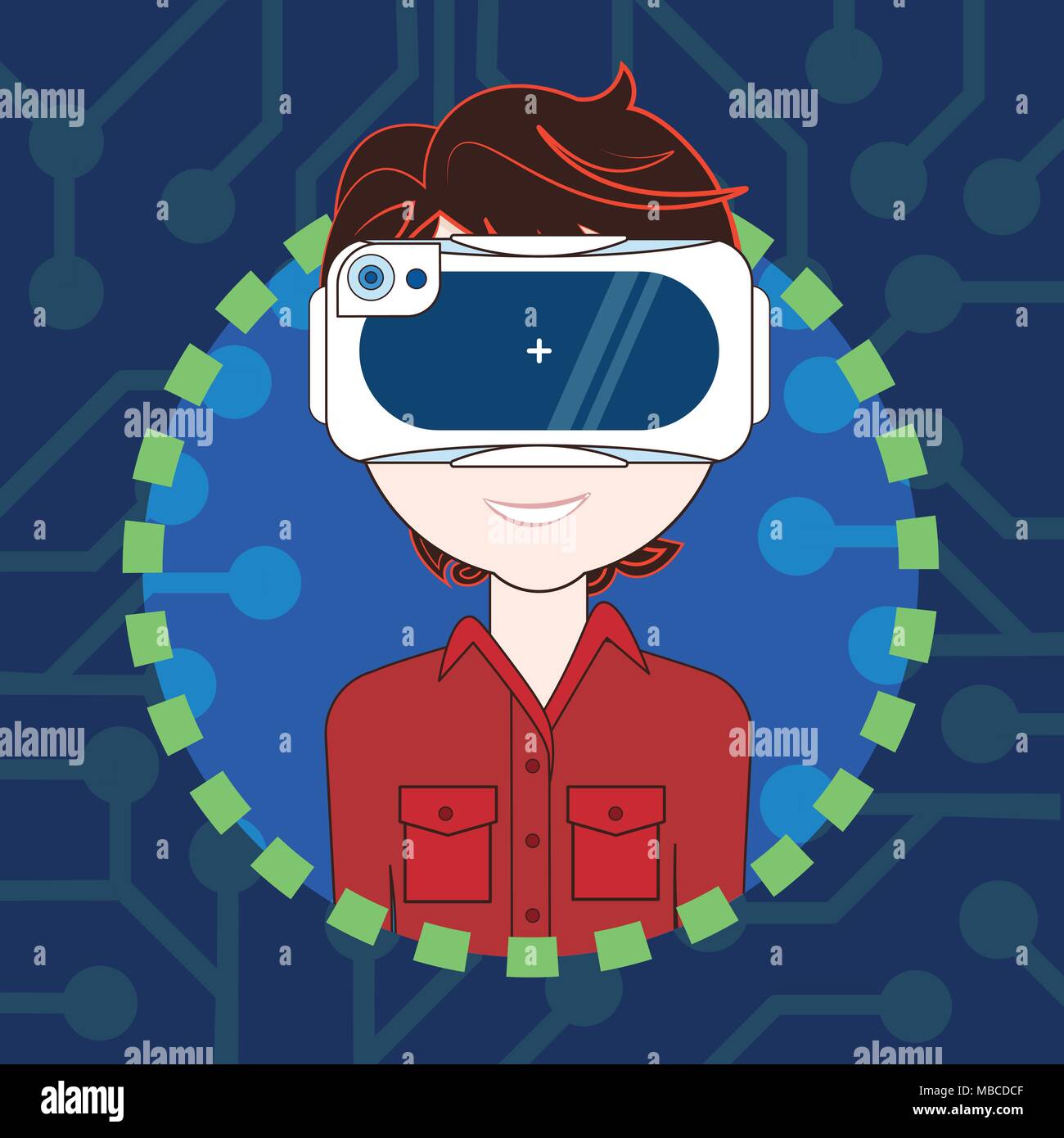 Male Wearing 3d Virtual Reality Glasses Avatar Moder Vr Headset Concept ...