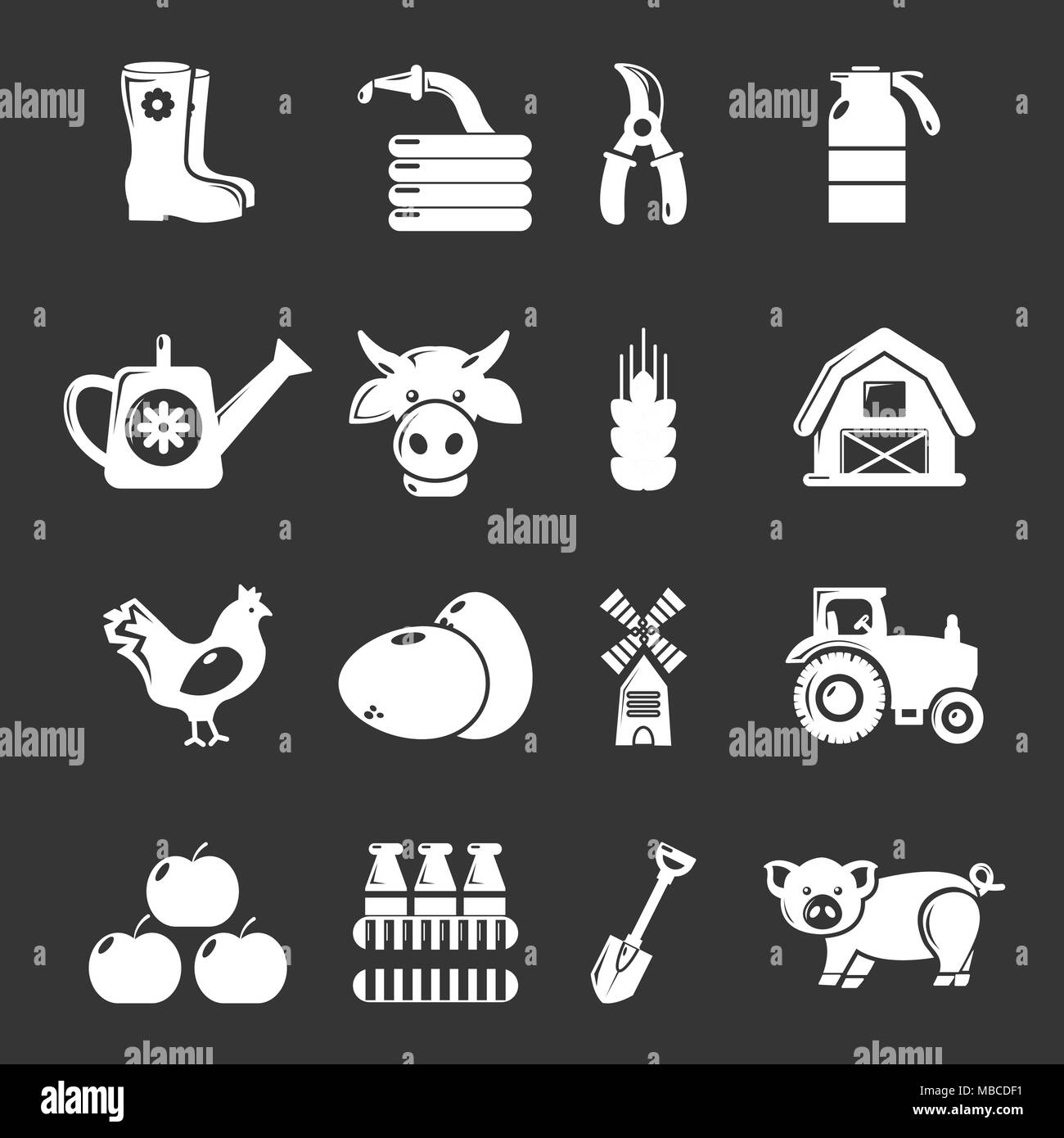Farm agricultural icons set grey vector Stock Vector Image & Art - Alamy