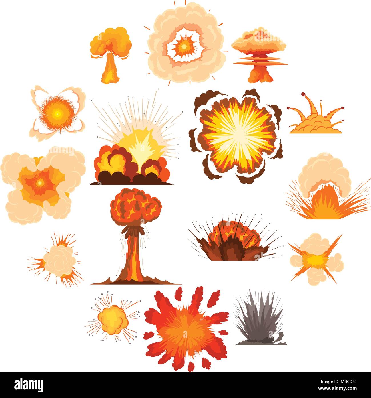 Explosion effect icons set, cartoon style Stock Vector Image & Art - Alamy