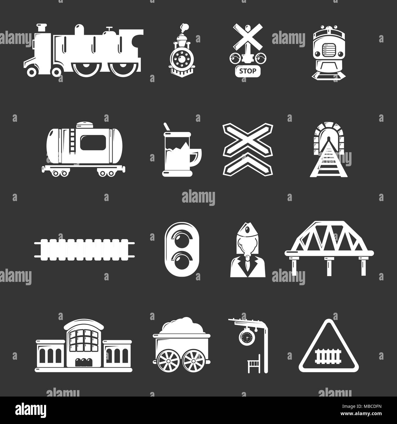 Train railroad icons set grey vector Stock Vector Image & Art - Alamy