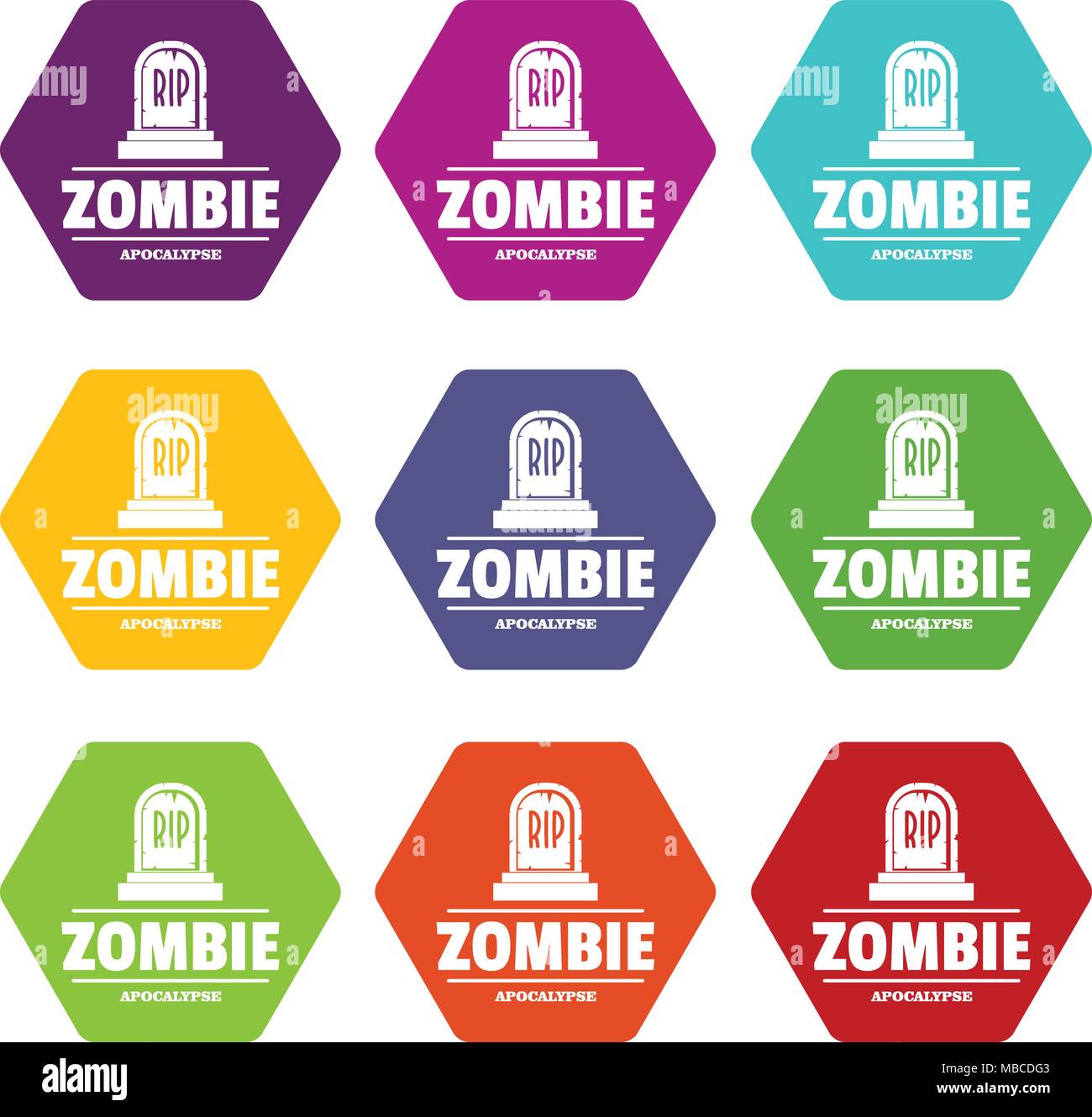 Zombie death icons set 9 vector Stock Vector Image & Art - Alamy