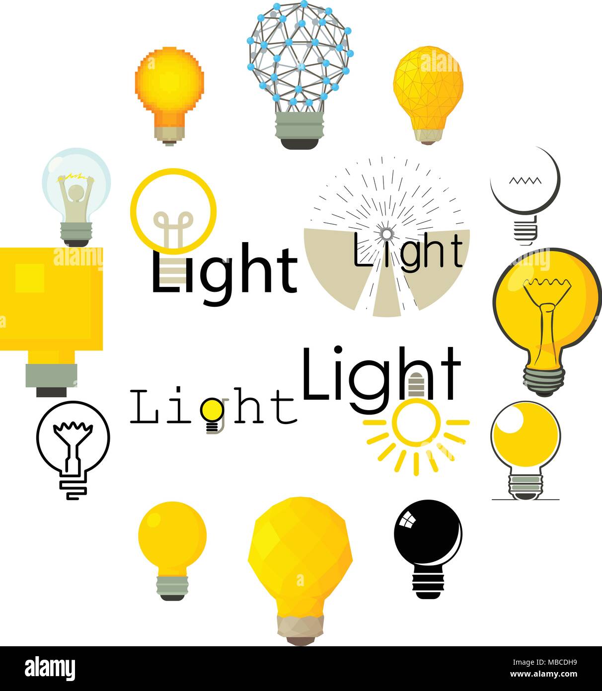 Light lamp icons set, cartoon style Stock Vector Image & Art - Alamy