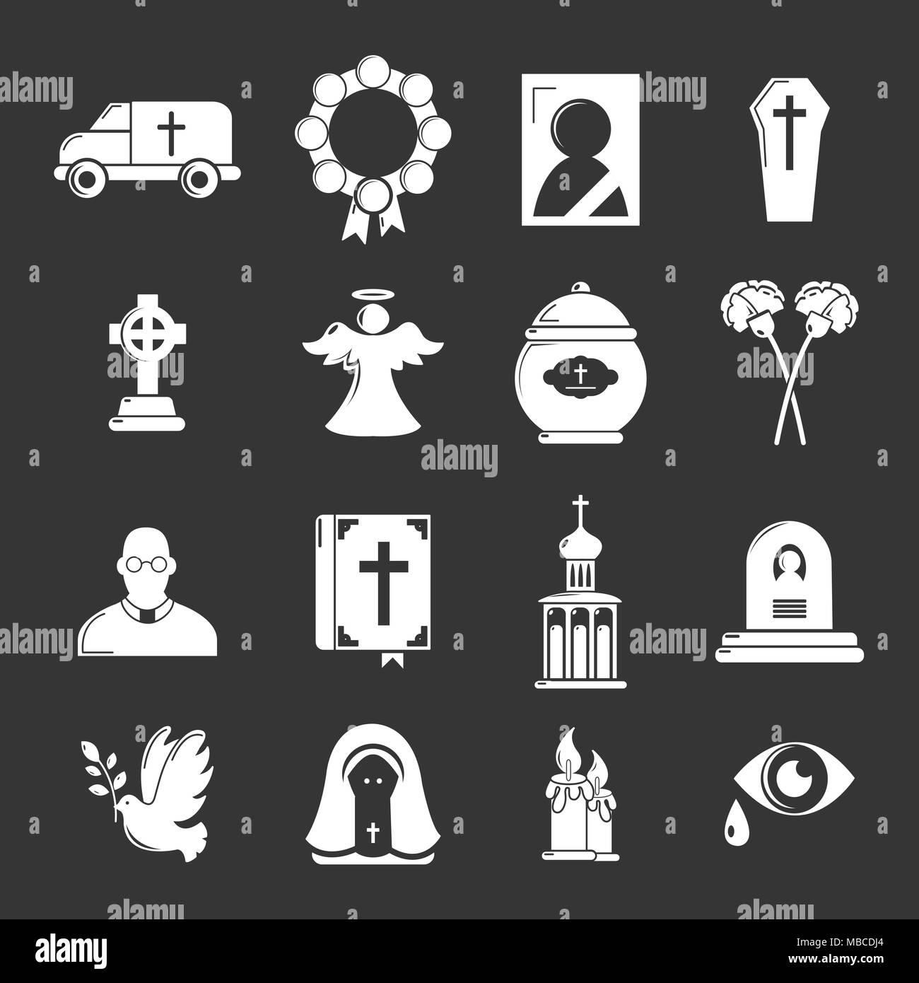 Funeral ritual service icons set grey vector Stock Vector Image & Art ...