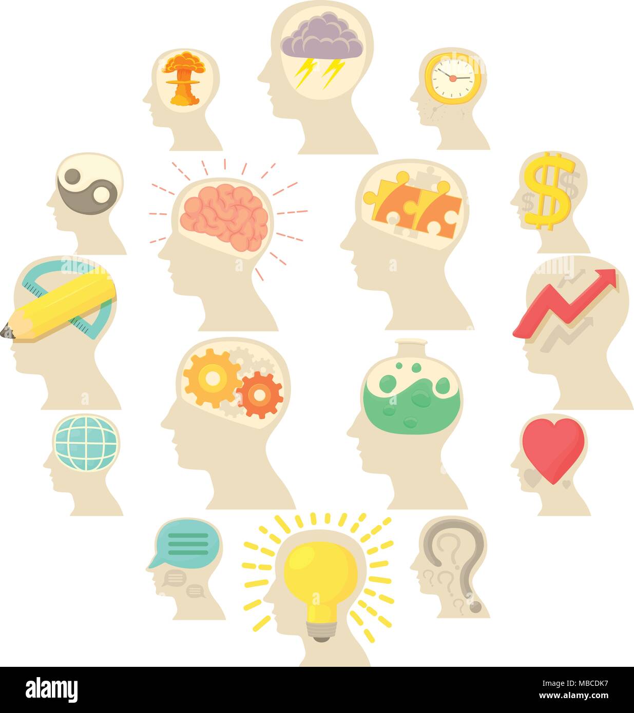 Human head logos icons set, cartoon style Stock Vector Image & Art - Alamy