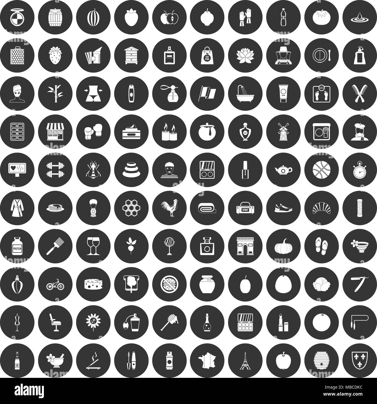 100 beauty product icons set black circle Stock Vector Image & Art - Alamy