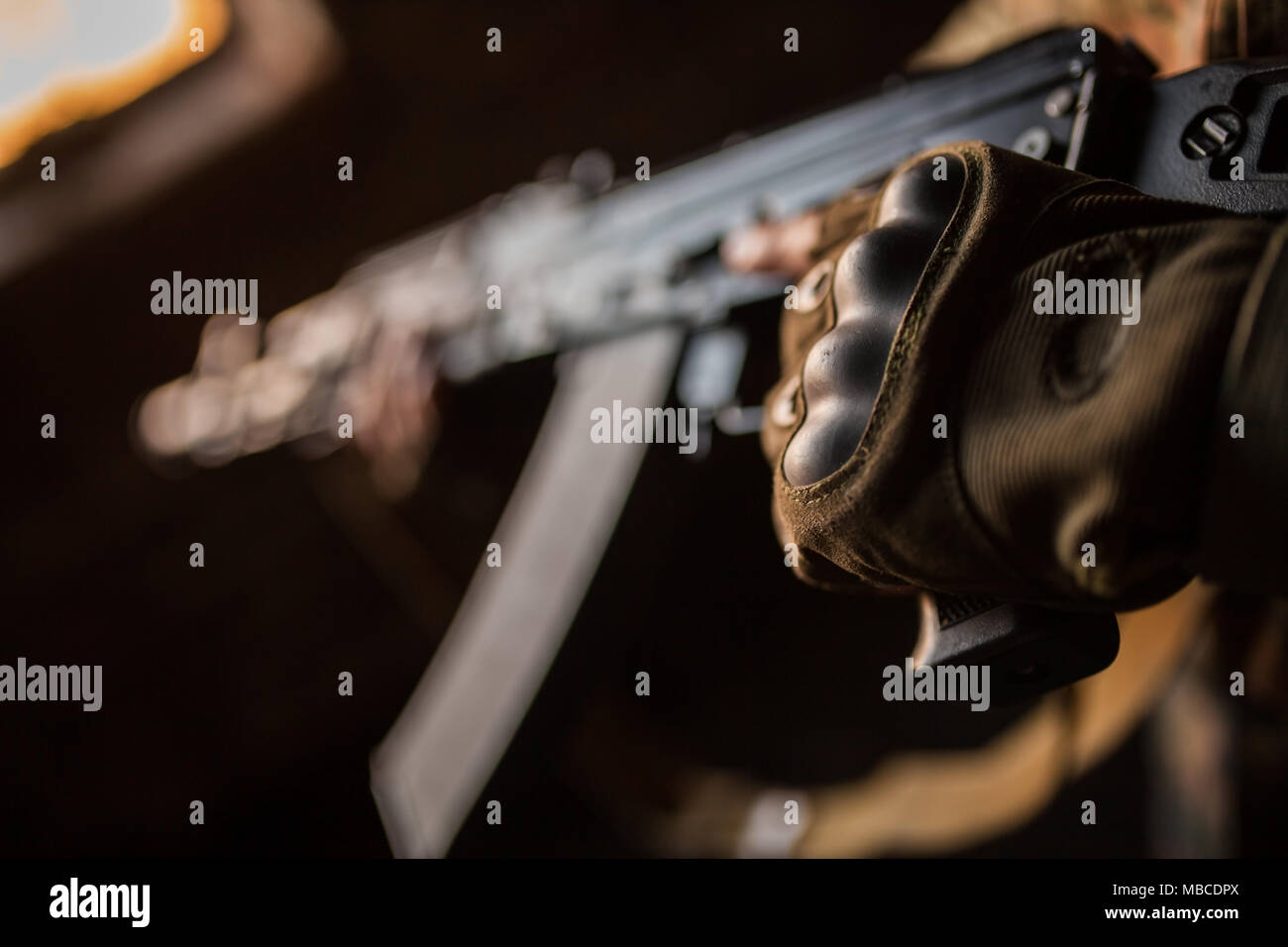 The Arab soldier with the AK-47 Kalashnikov assault rifle Stock Photo ...