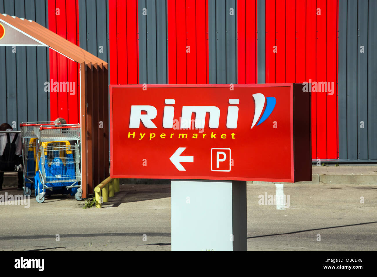Rimi shop logo sign. Rimi Baltic is a major retail operator in the ...