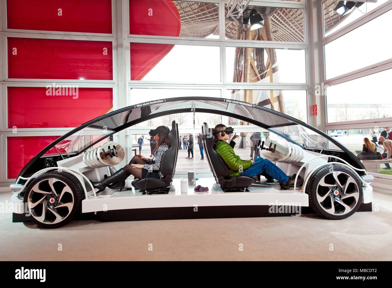 Visitors in virtual glasses headset testing Vodafone 5G-based ...