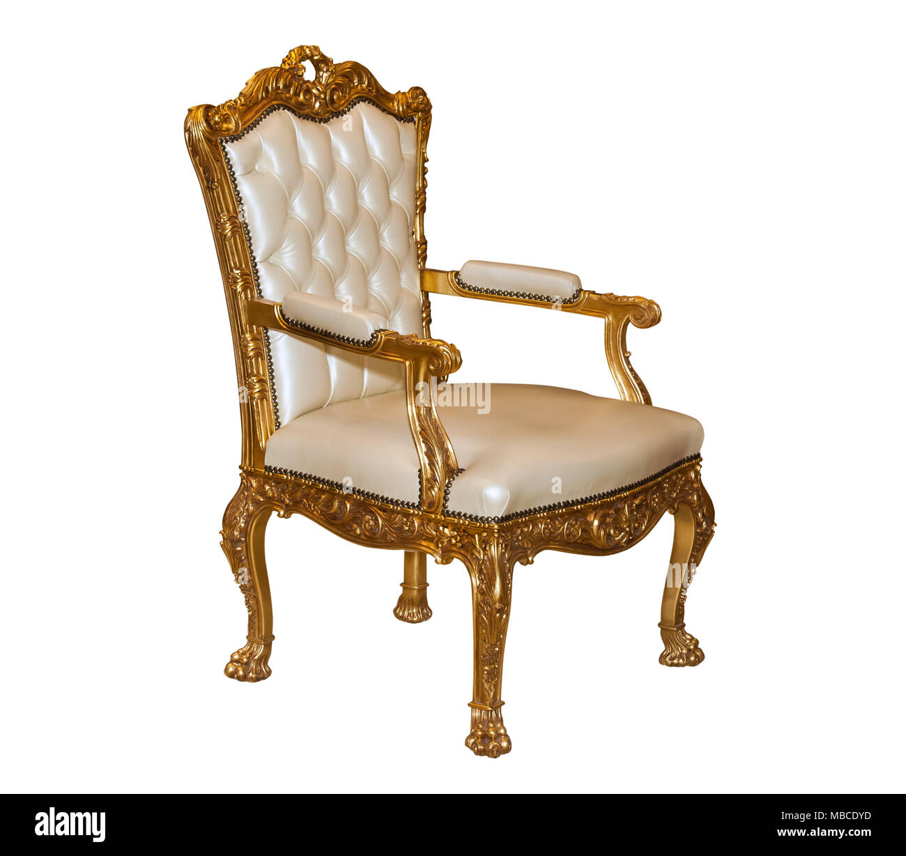 Vintage luxury white golden armchair hi-res stock photography and ...