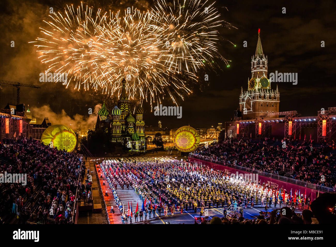 Firework pyrotechnic show on International Military Tattoo Music ...