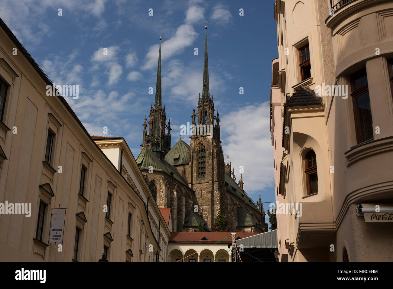 A view from the street of the Cathedral of St Peter and St Paul in Brno ...