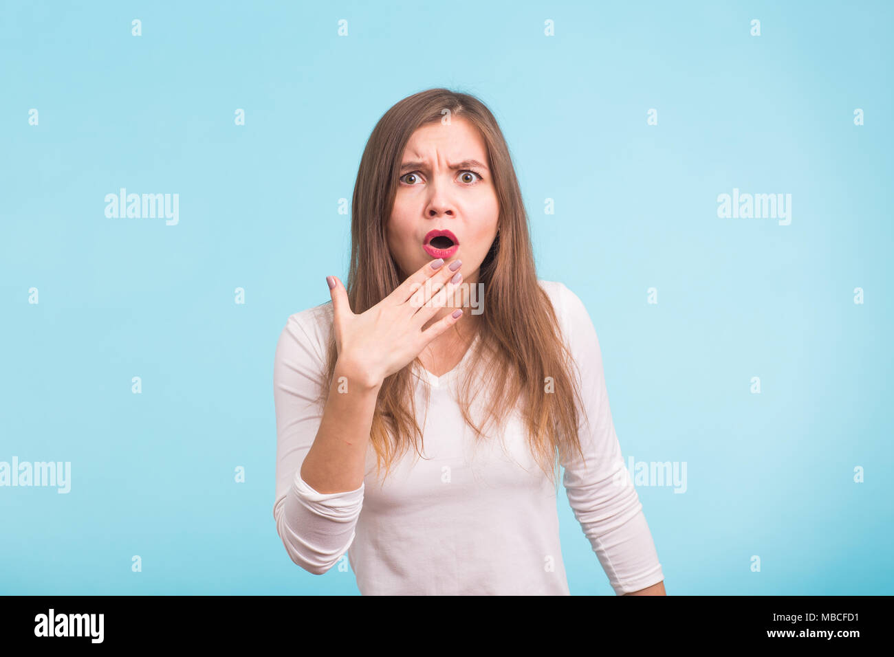 Concerned scared woman Stock Photo - Alamy