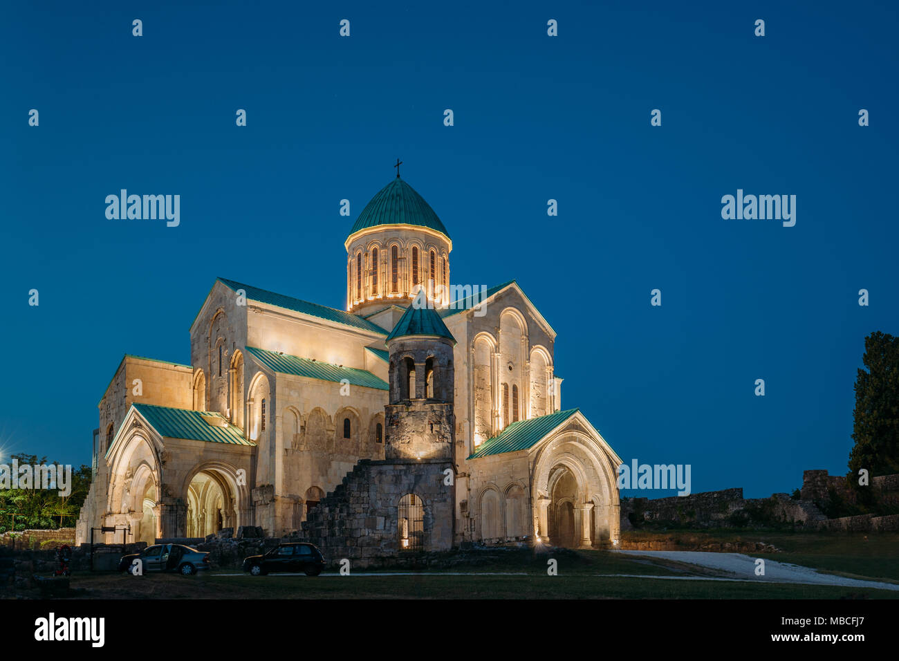 Kutaisi, Georgia. Old Bagrati Cathedral In Night Illuminations. UNESCO ...