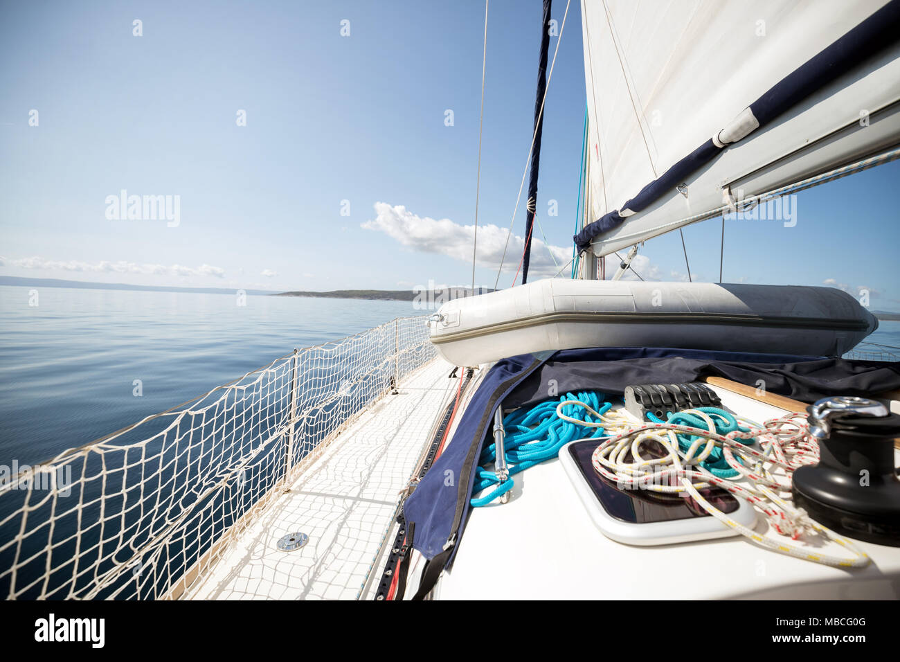 Portrait of sailing boat on open sea Stock Photo - Alamy