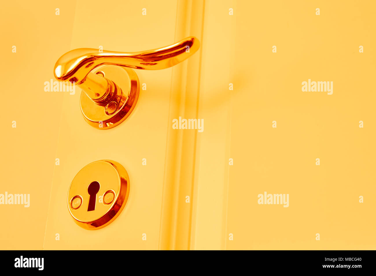 Metallic classic door knob in warm tone. Open closed. Horizontal Stock ...