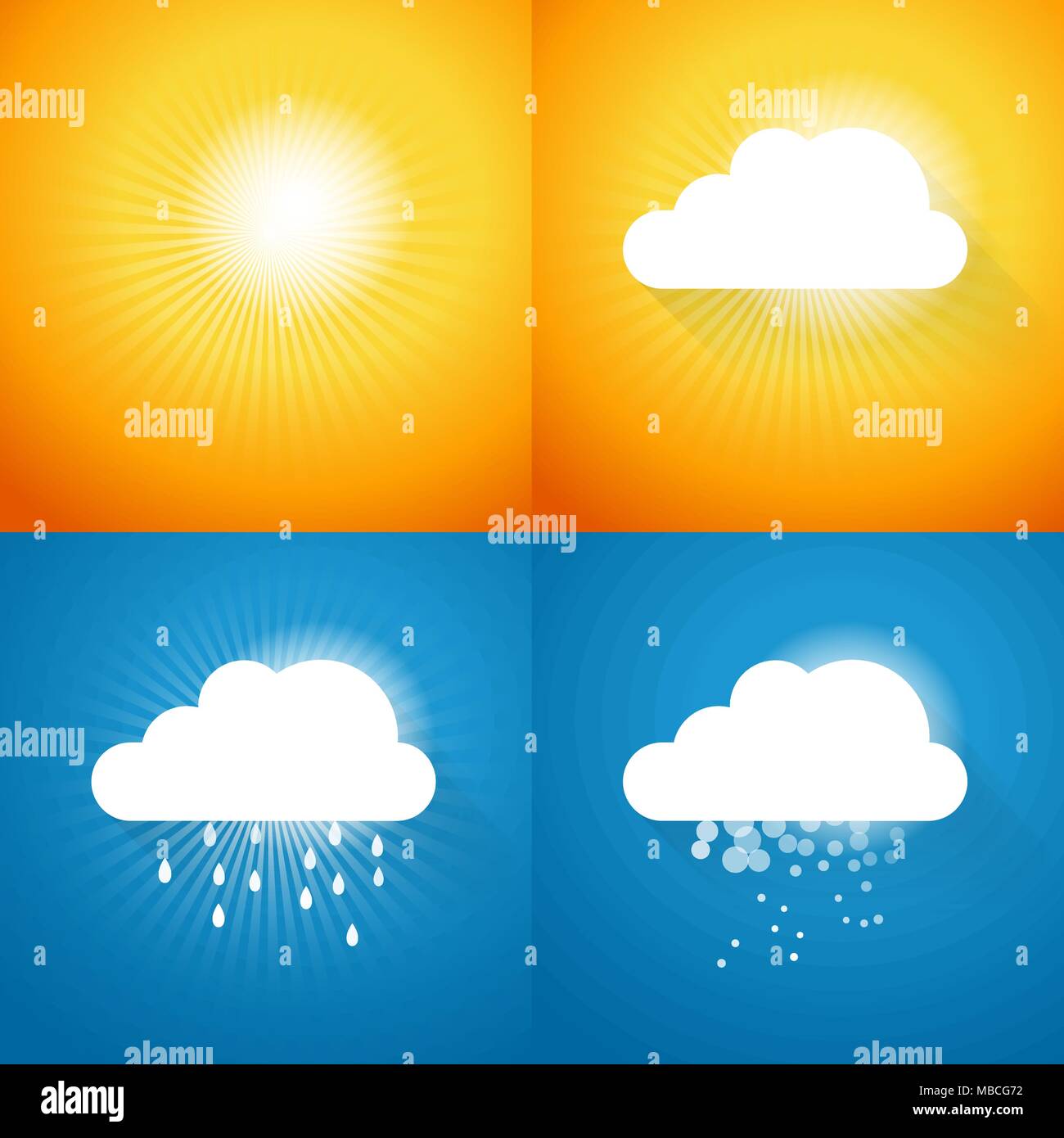 collection of weather backgrounds with icons and sun rays Stock Vector ...