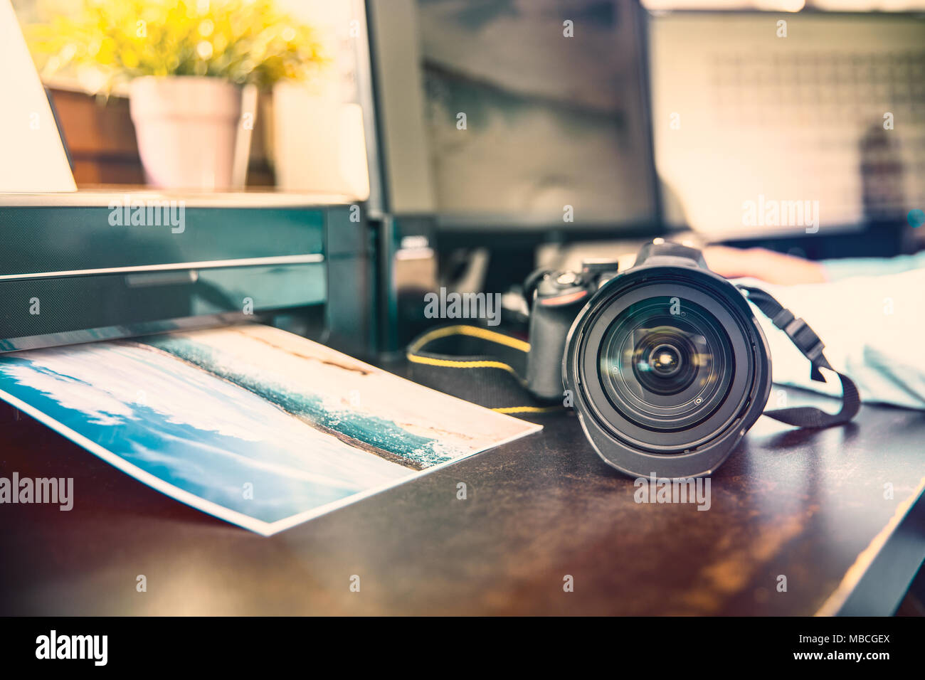 Office desk with photo pc hi-res stock photography and images - Alamy