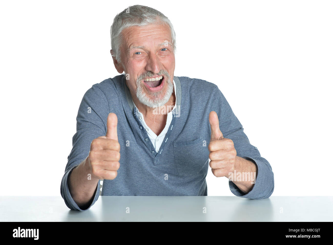 happy senior man showing thumbs up Stock Photo - Alamy