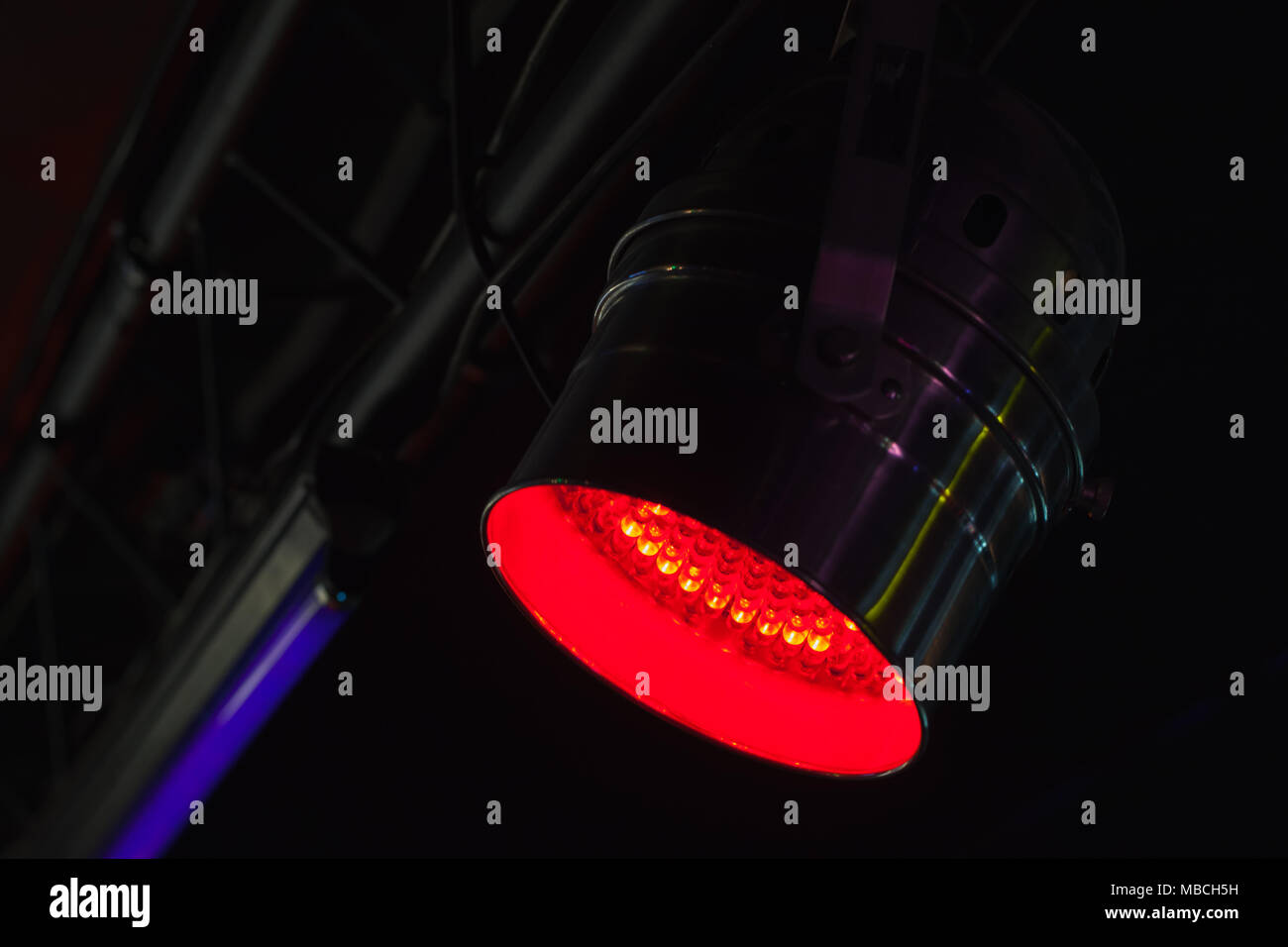 Red LED spot light, stage illumination equipment. Close up photo Stock ...