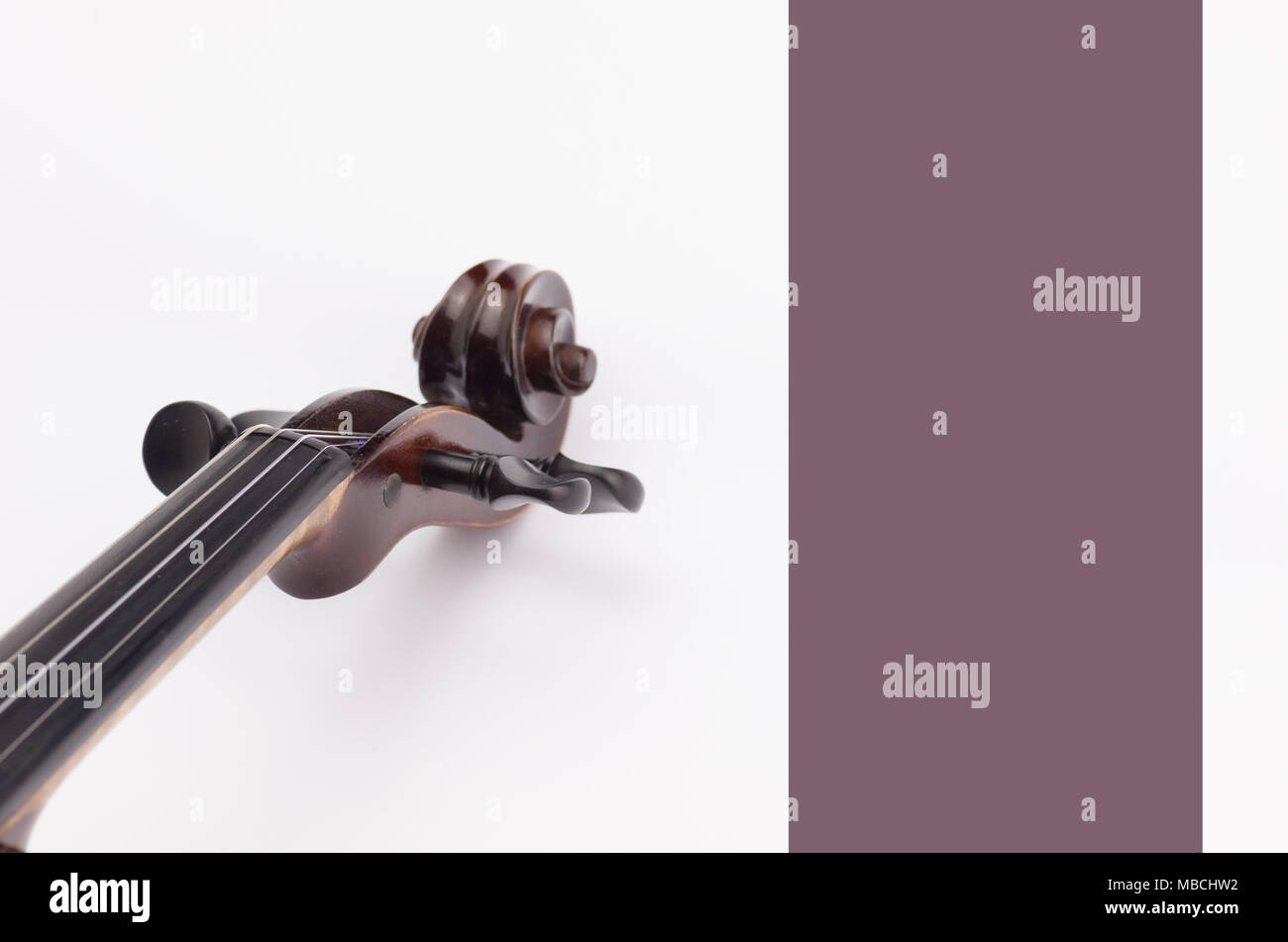 violin neck and scroll parts perspective view on a white background ...