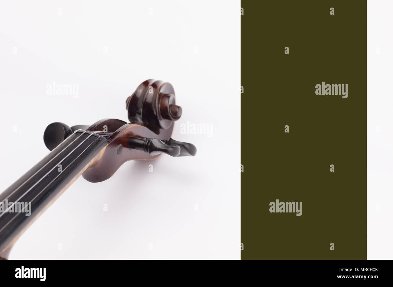 violin neck and scroll parts perspective view on a white background ...