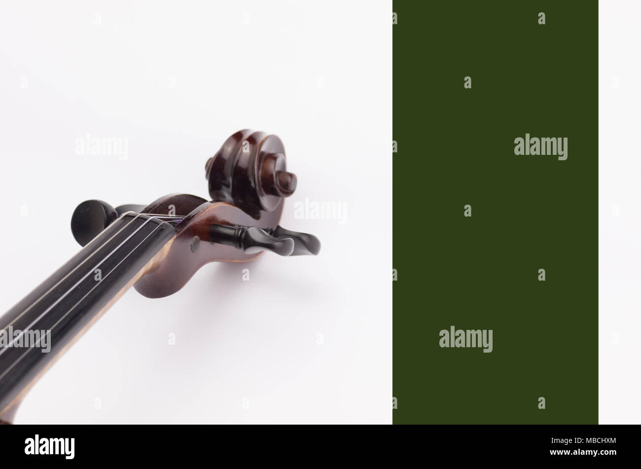 violin neck and scroll parts perspective view on a white background ...