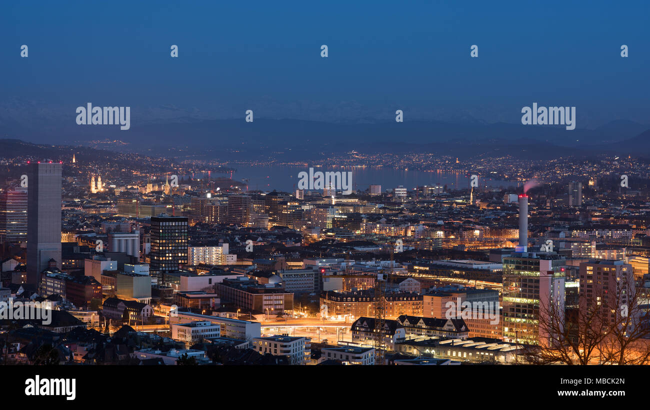 zurich cityscape at night Stock Photo - Alamy