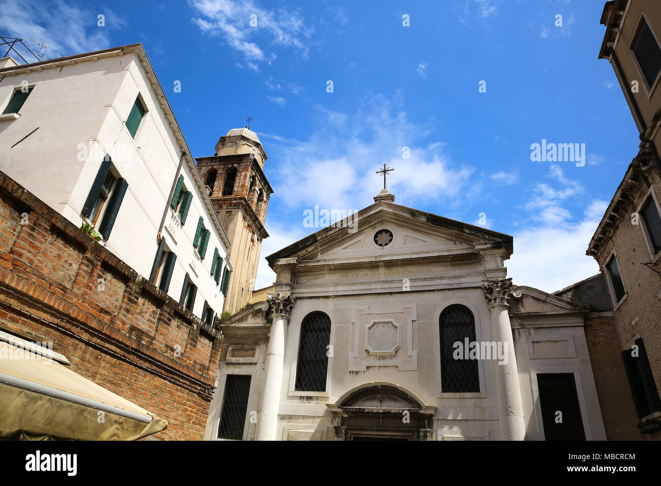 A small church with historic architectures in Venice, Italy, Europe ...