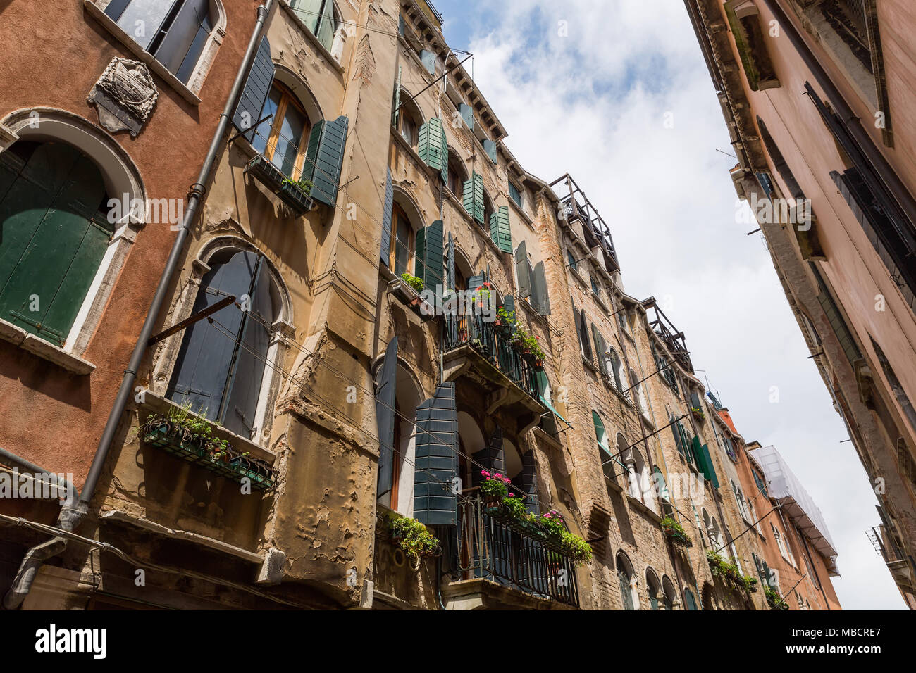 Historic architecture with old medieval buildings in Venice, Italy ...