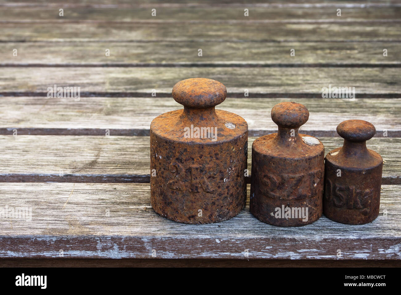 old weight tools. Rusty instruments for accurate measurements Stock ...