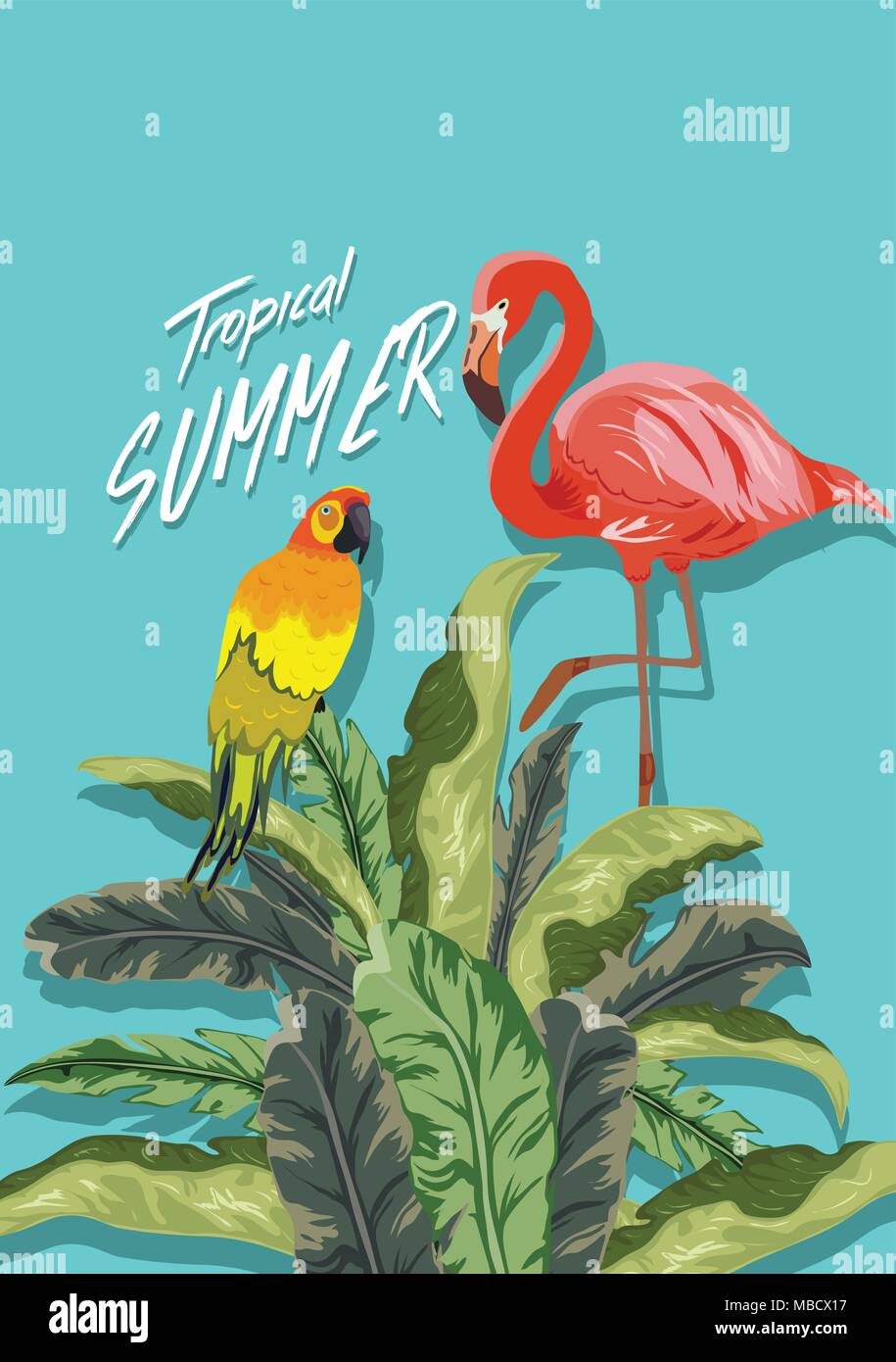 Pink parrot palm tree Stock Vector Images - Alamy