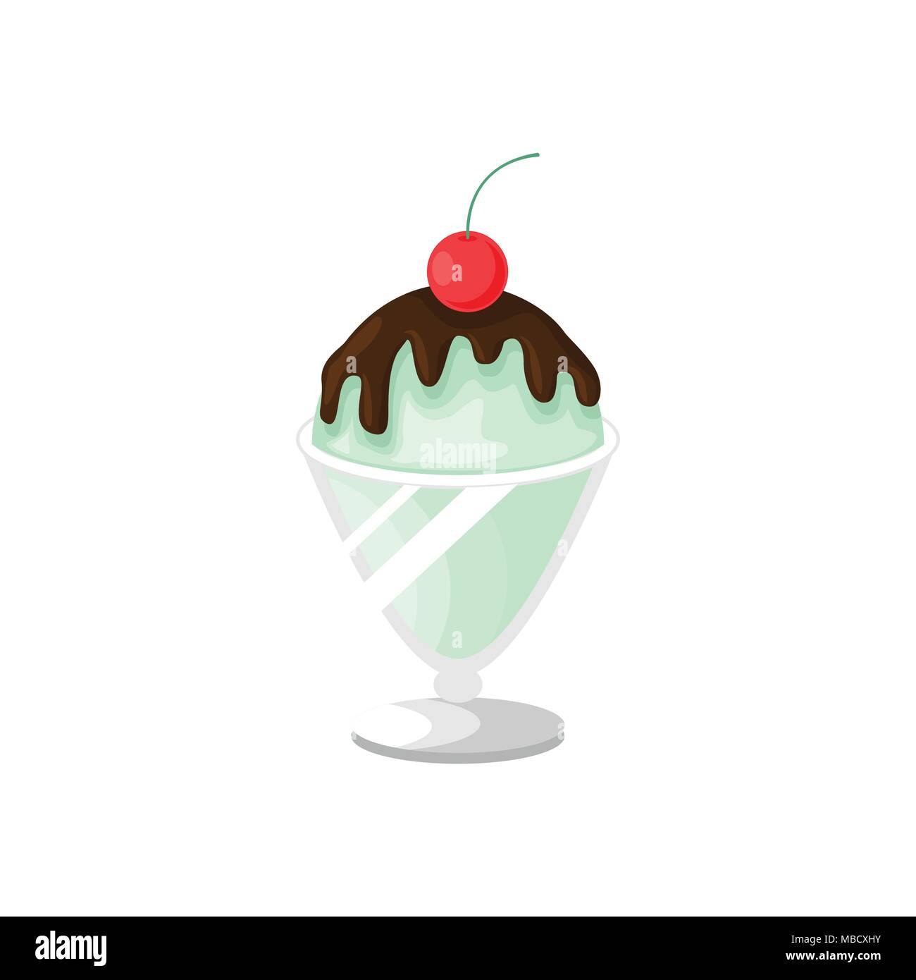 Green Tea Sundae Ice Cream Vector Illustration Graphic Design Stock