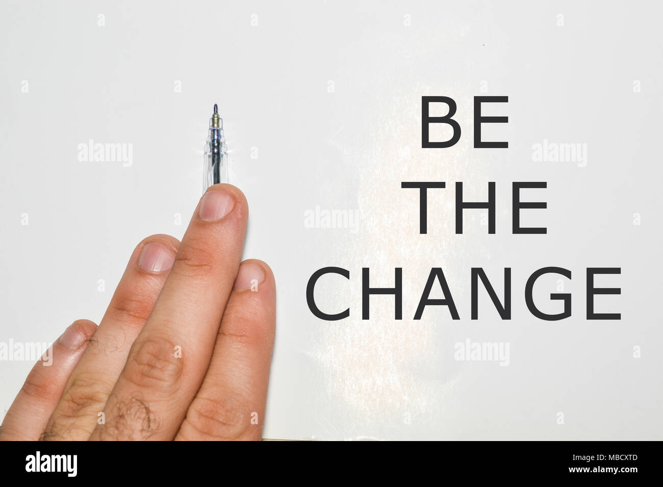 be the change written on white paper, business concept background Stock ...