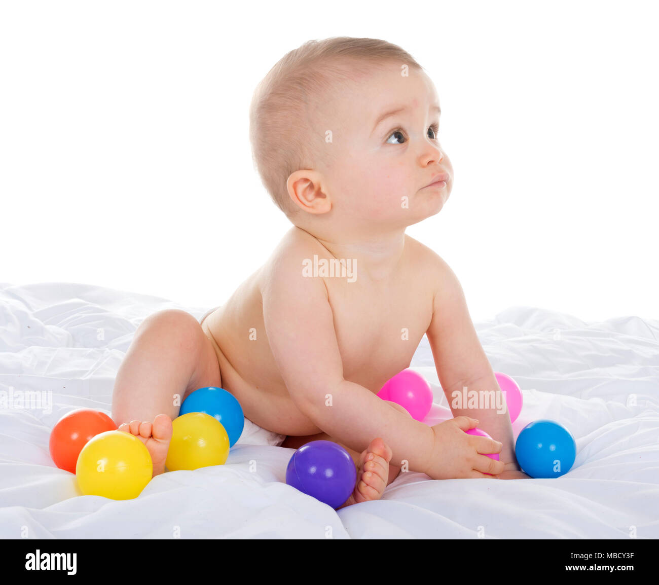 human baby in front of white background Stock Photo - Alamy