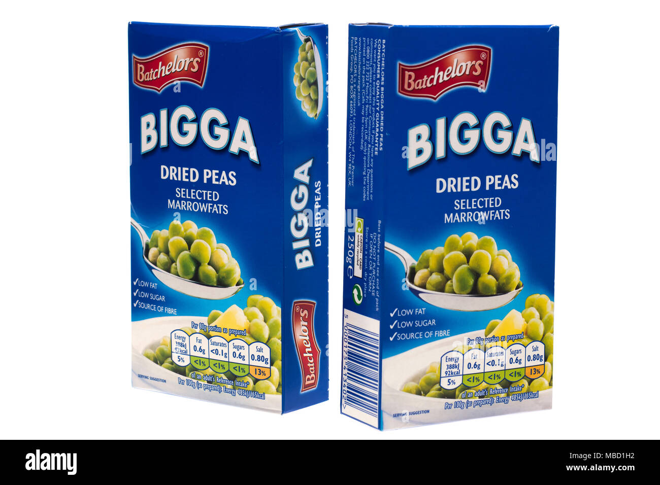 Two boxes of Bachelors Bigga dried peas Stock Photo - Alamy