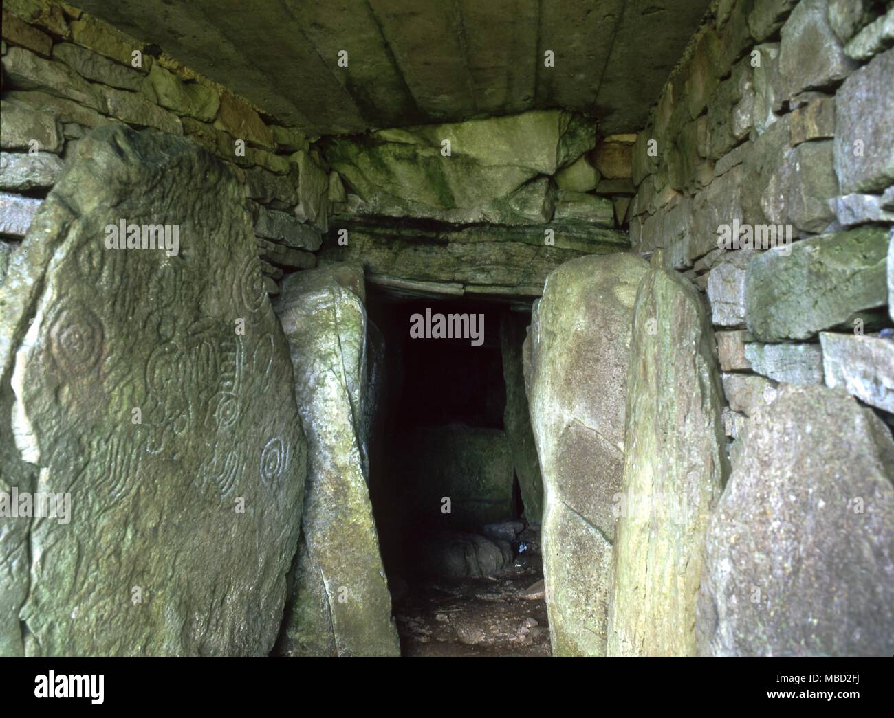 Entrance and passage into the prehistoic cairn T at Loughcrew in ...