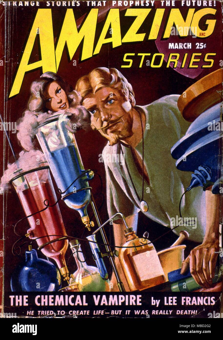 Monsters. Cover of Amazing Stories, an American science fiction comic ...