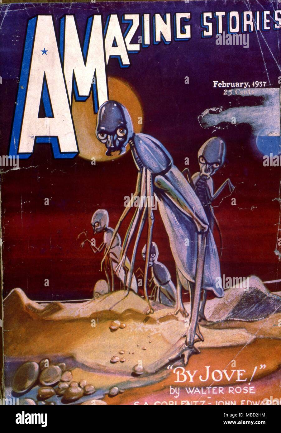 Monsters. Cover of Amazing Stories, an American science fiction comic ...