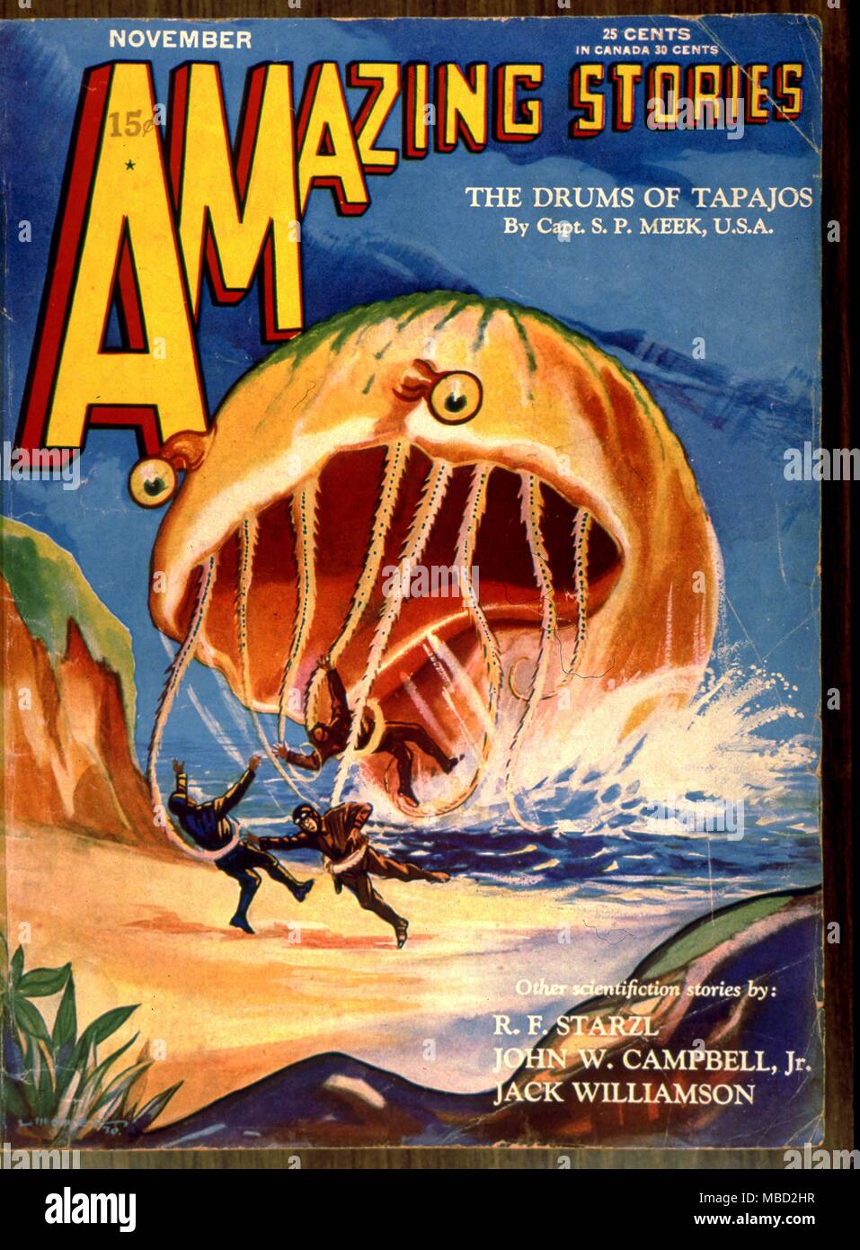 Monsters. Cover of Amazing Stories, an American science fiction ...